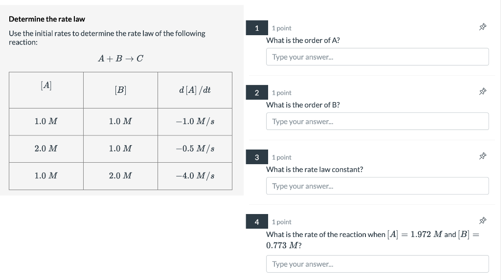 Solved Determine the rate law Use the initial rates to | Chegg.com