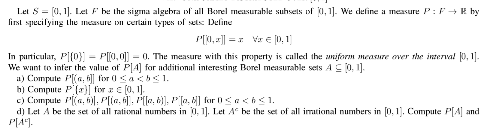 Solved = = = Let S = [0, 1]. Let F be the sigma algebra of | Chegg.com