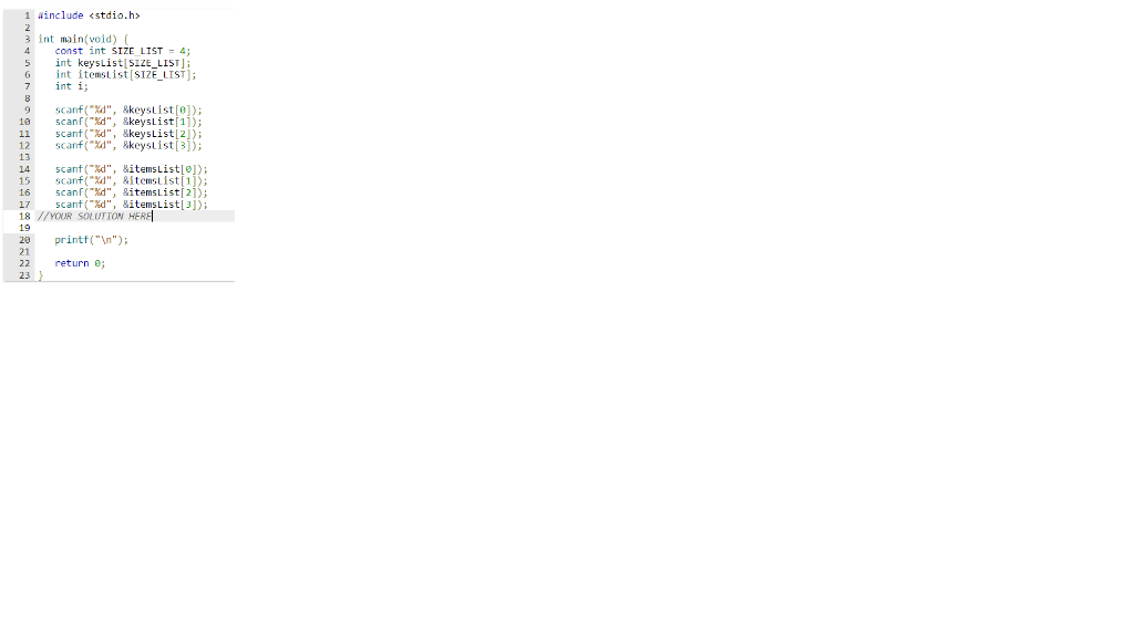 Solved C Language Please For Any Element In Keyslist With 