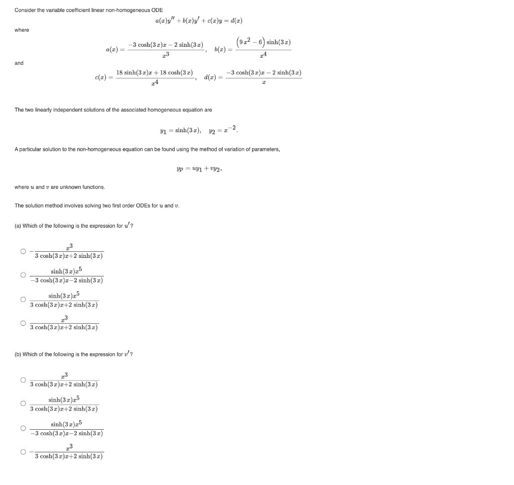 Solved Consider the variable coefficient linear | Chegg.com