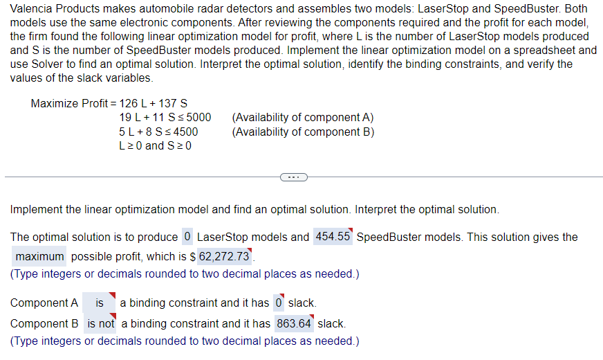 Solved Valencia Products makes automobile radar detectors | Chegg.com