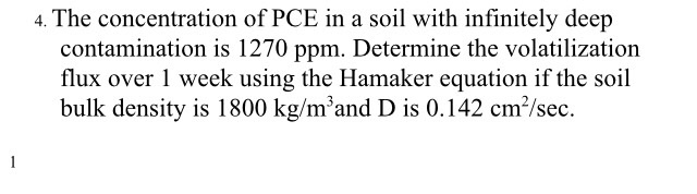 Solved The concentration of PCE in a soil with infinitely | Chegg.com