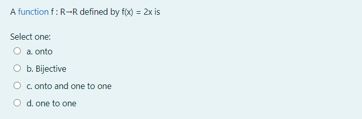Solved A function F: N-N defined by f(x) = x2 is Select one: | Chegg.com | Chegg.com