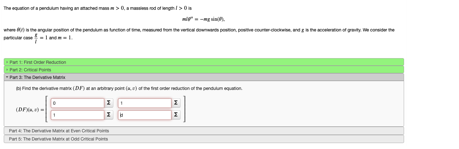 Solved The equation of a pendulum having an attached mass | Chegg.com