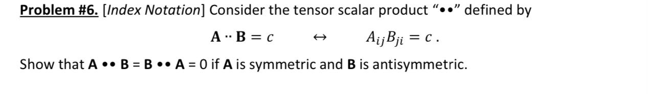 Solved Problem #6. [Index Notation] Consider the tensor | Chegg.com