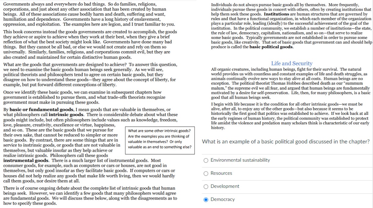What is an example of a basic political good | Chegg.com