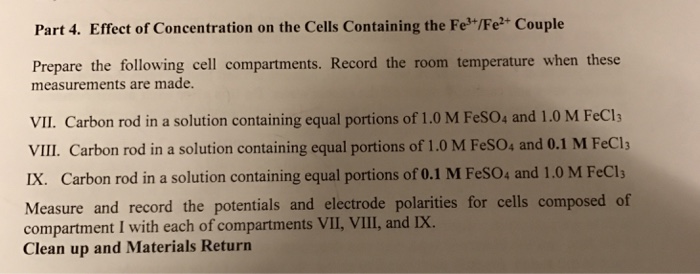 Solved Graphical analysis of Fe /Fe Cells The relationship | Chegg.com