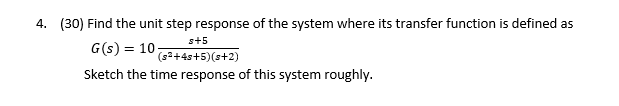 Solved s+5 4. (30) Find the unit step response of the system | Chegg.com