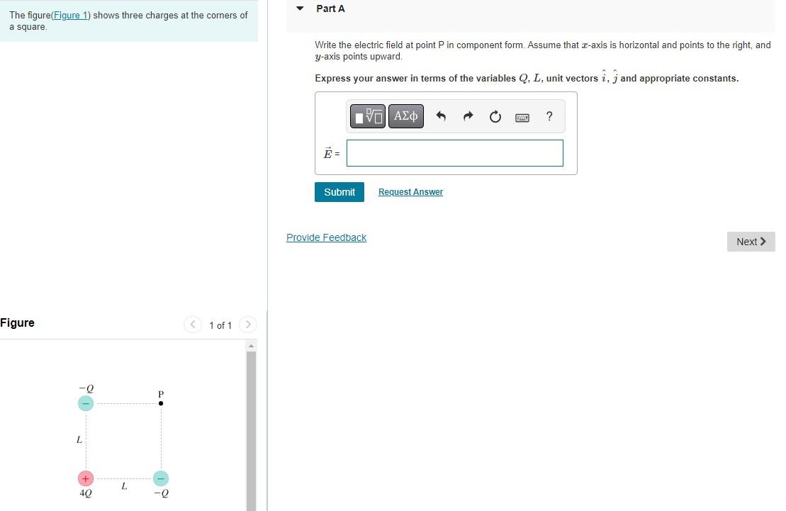 Solved The figure(Figure 1) shows three charges at the | Chegg.com