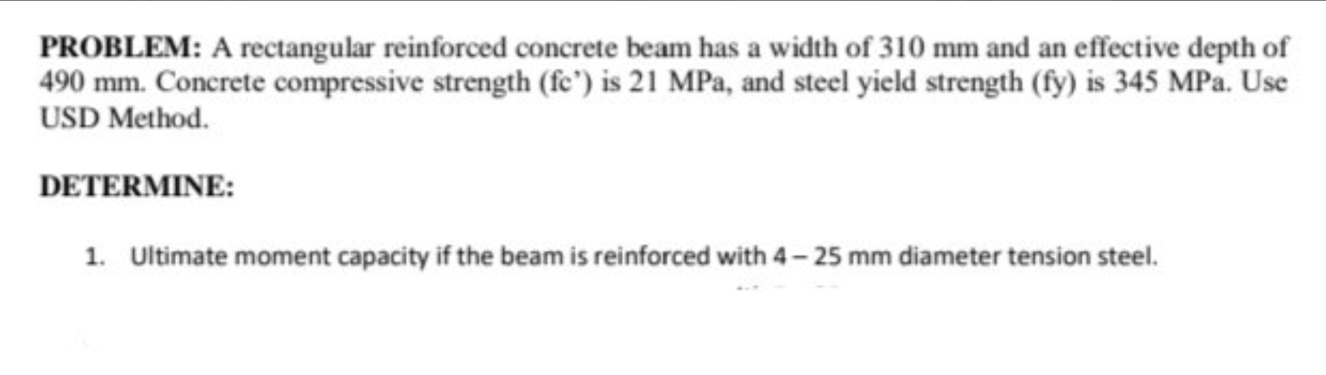 Solved PROBLEM: A rectangular reinforced concrete beam has a | Chegg.com