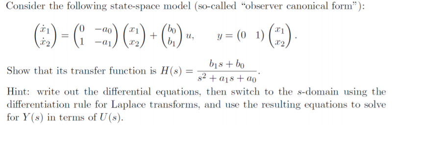 Solved Consider the following state-space model (so-called | Chegg.com