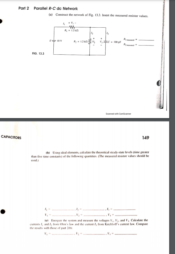 Solved Part 2 Parallel R-C dc Network (a) Construct the | Chegg.com