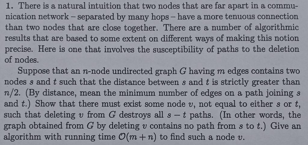 Solved 1. There is a natural intuition that two nodes that | Chegg.com