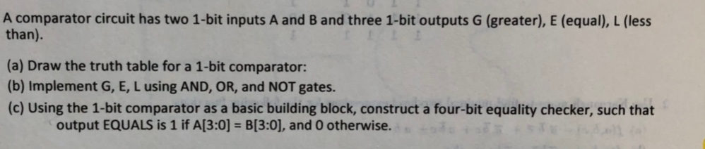 Solved A Comparator Circuit Has Two 1 Bit Inputs A And B And 0388