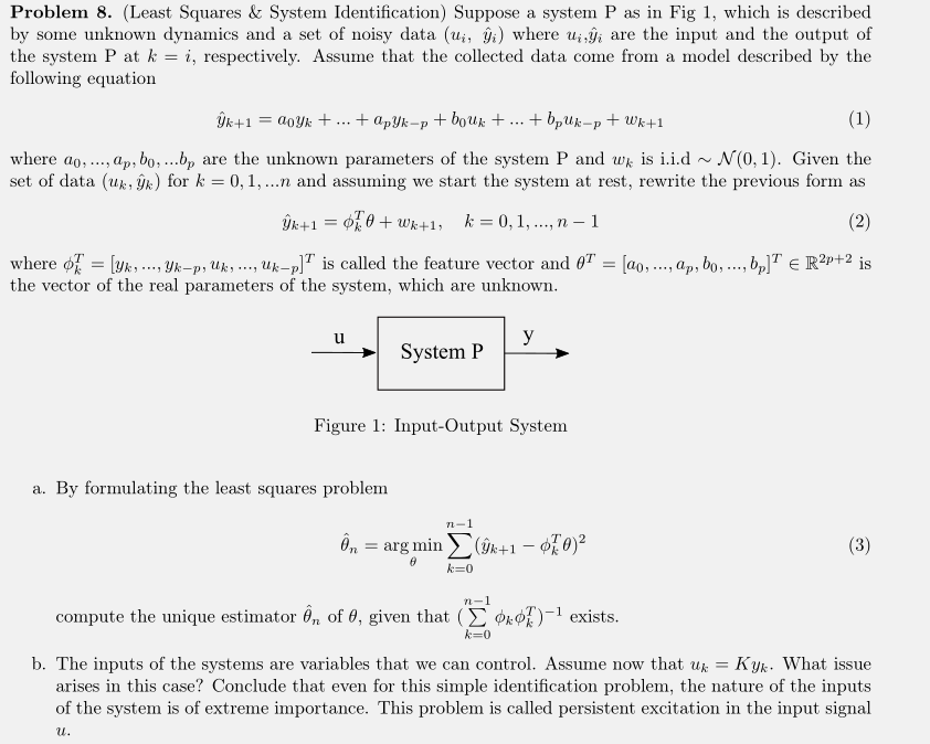 Problem 8. (Least Squares & System Identification) | Chegg.com