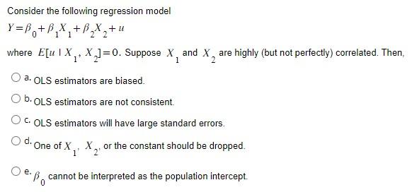 Solved Consider the following regression model | Chegg.com