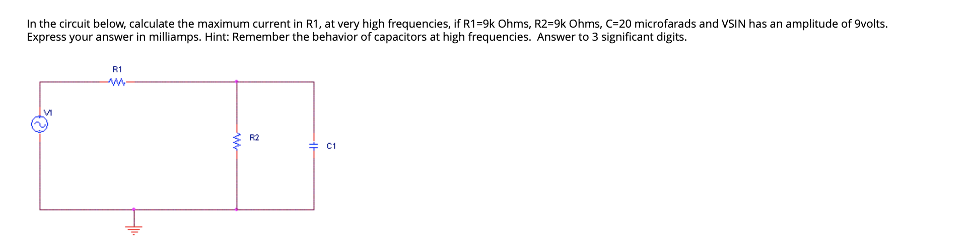 Solved In the circuit below, calculate the maximum current | Chegg.com