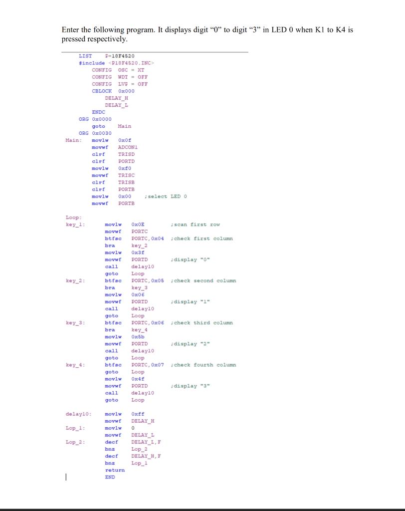 Solved Laboratory 2 Connect PORTS B and D to the 4×7-segment | Chegg.com