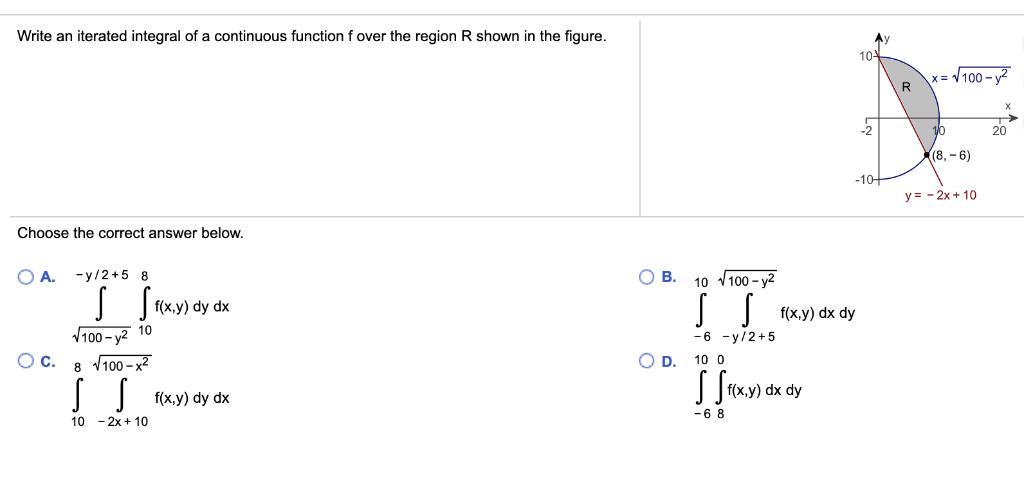 Solved Write an iterated integral of a continuous function f | Chegg.com