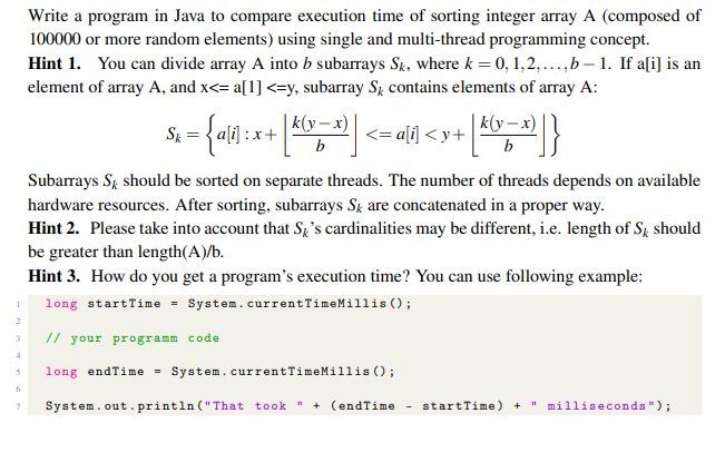 Solved Write a program in Java to compare execution time of | Chegg.com