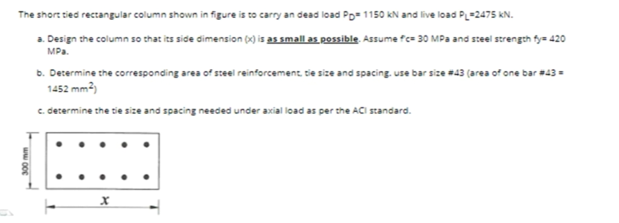 Solved The short tied rectangular column shown in figure is | Chegg.com