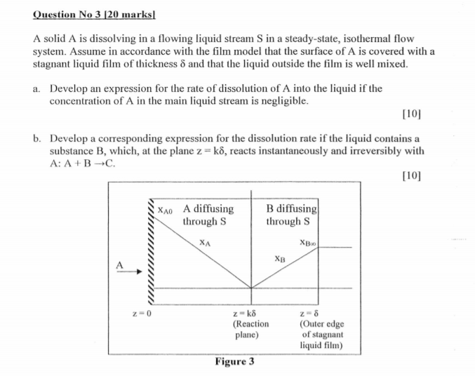 Solved Question No 3 [20 marks/ A solid A is dissolving in a | Chegg.com