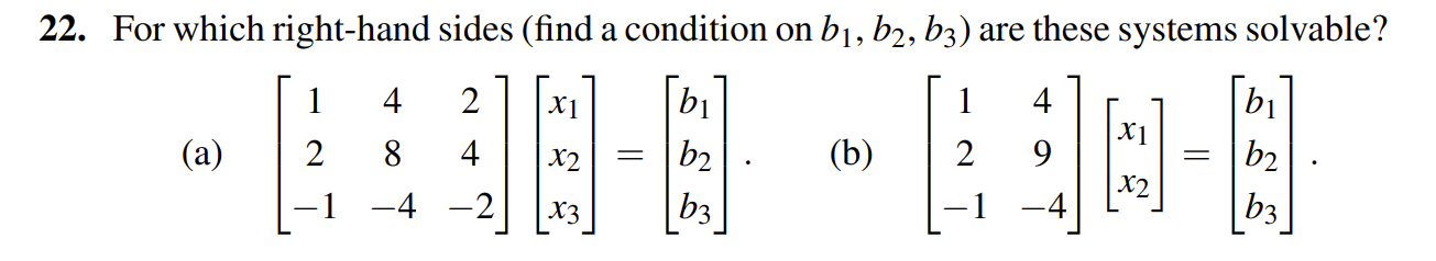 Solved (a) ⎣⎡12−148−424−2⎦⎤⎣⎡x1x2x3⎦⎤=⎣⎡b1b2b3⎦⎤. (b) | Chegg.com