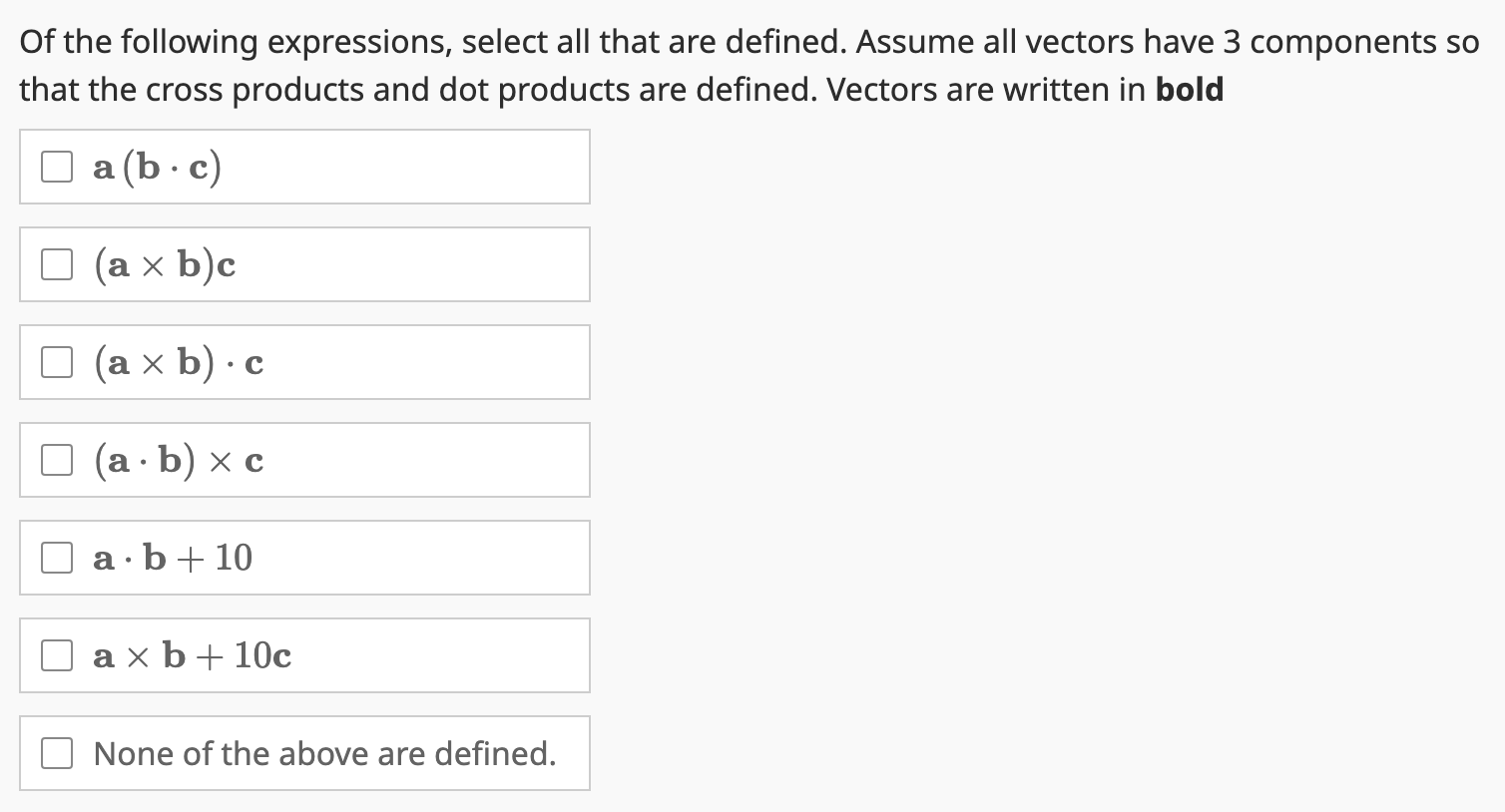 Solved Of the following expressions, select all that are | Chegg.com