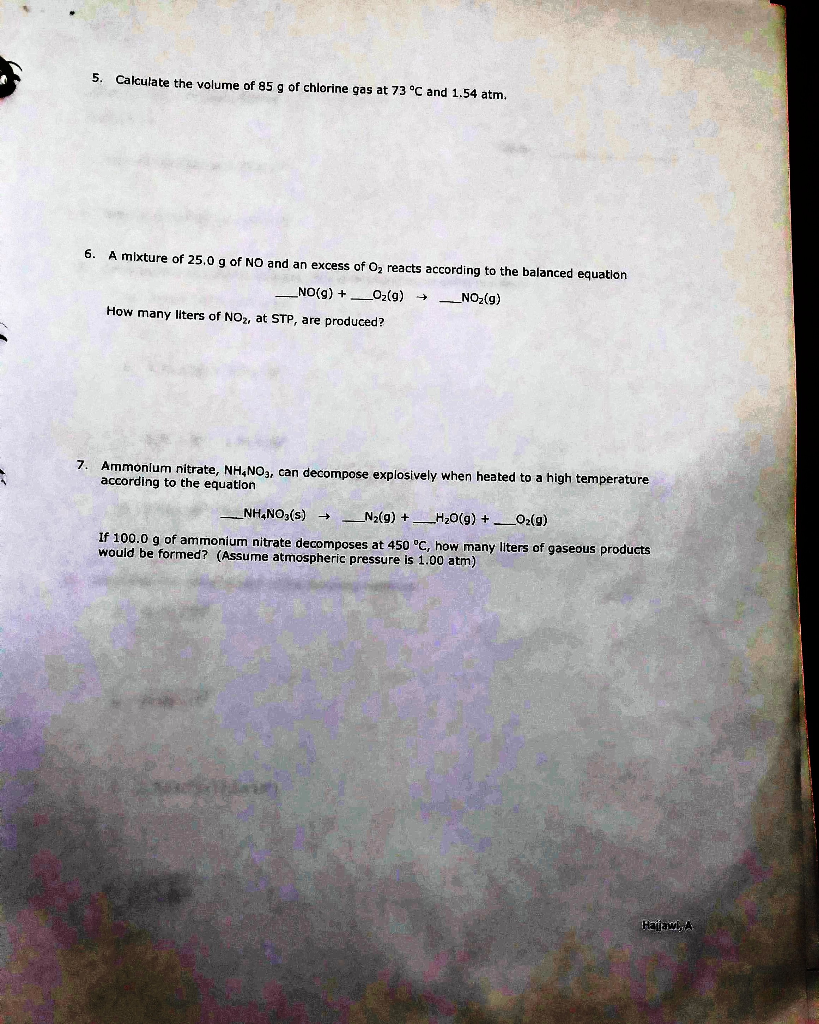 Solved Chemistry 101 Problem Solving Handout #11 Name: 1. | Chegg.com