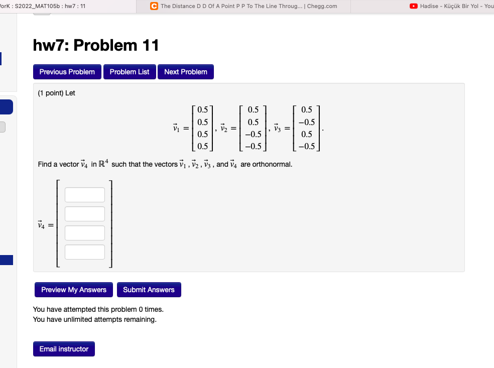 Solved ork: S2022_MAT105b : hw7:11 C The Distance DD Of A | Chegg.com