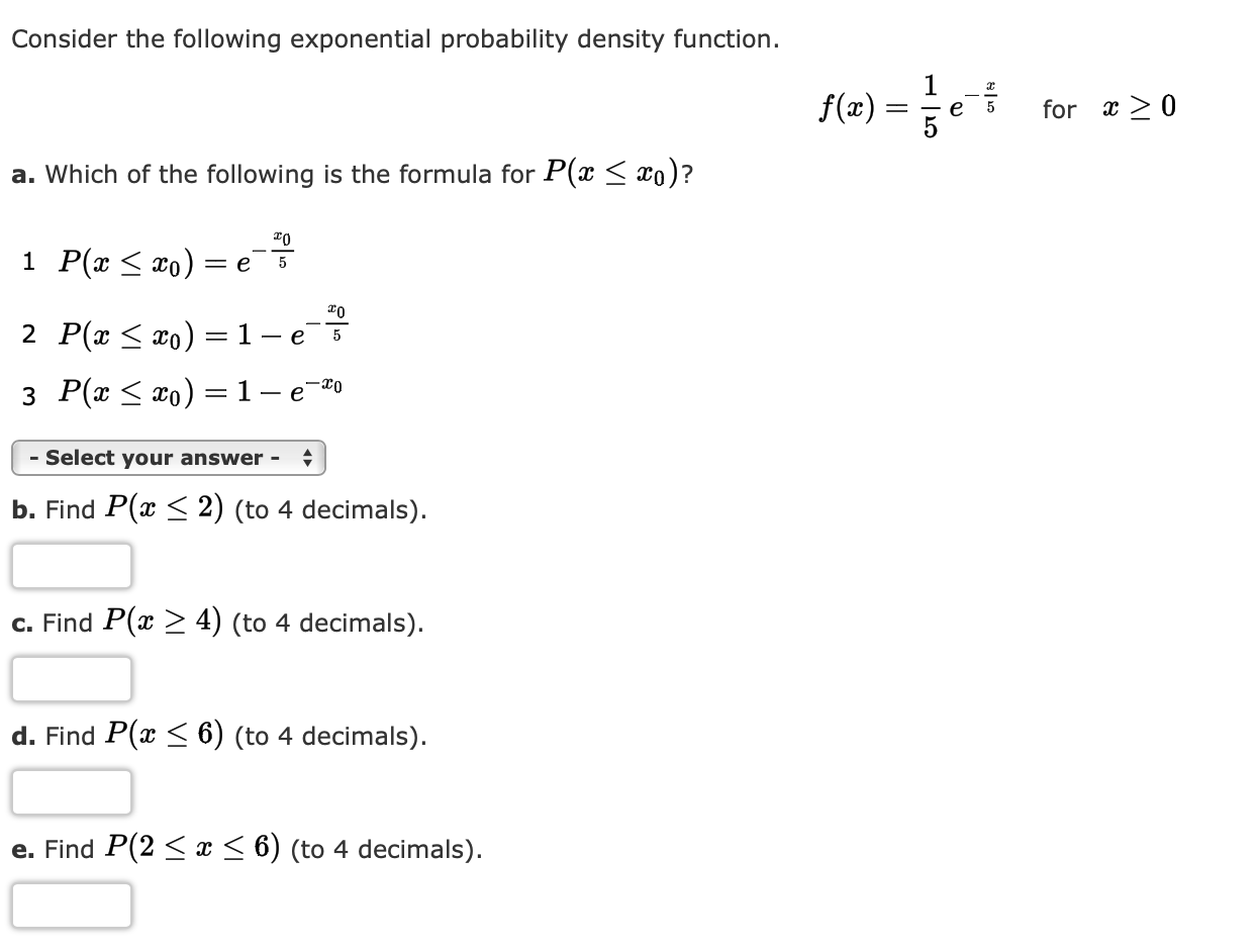 Solved Consider the following exponential probability | Chegg.com