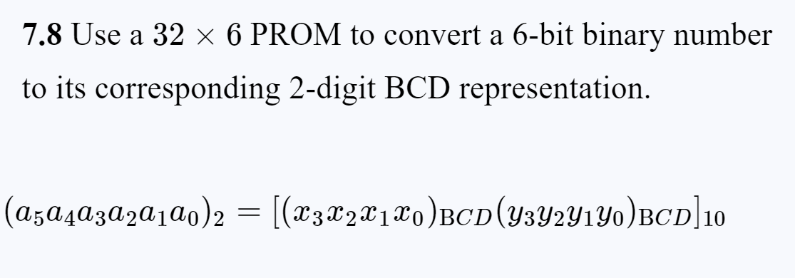 Solved 78 Use A 32×6 Prom To Convert A 6 Bit Binary Number 