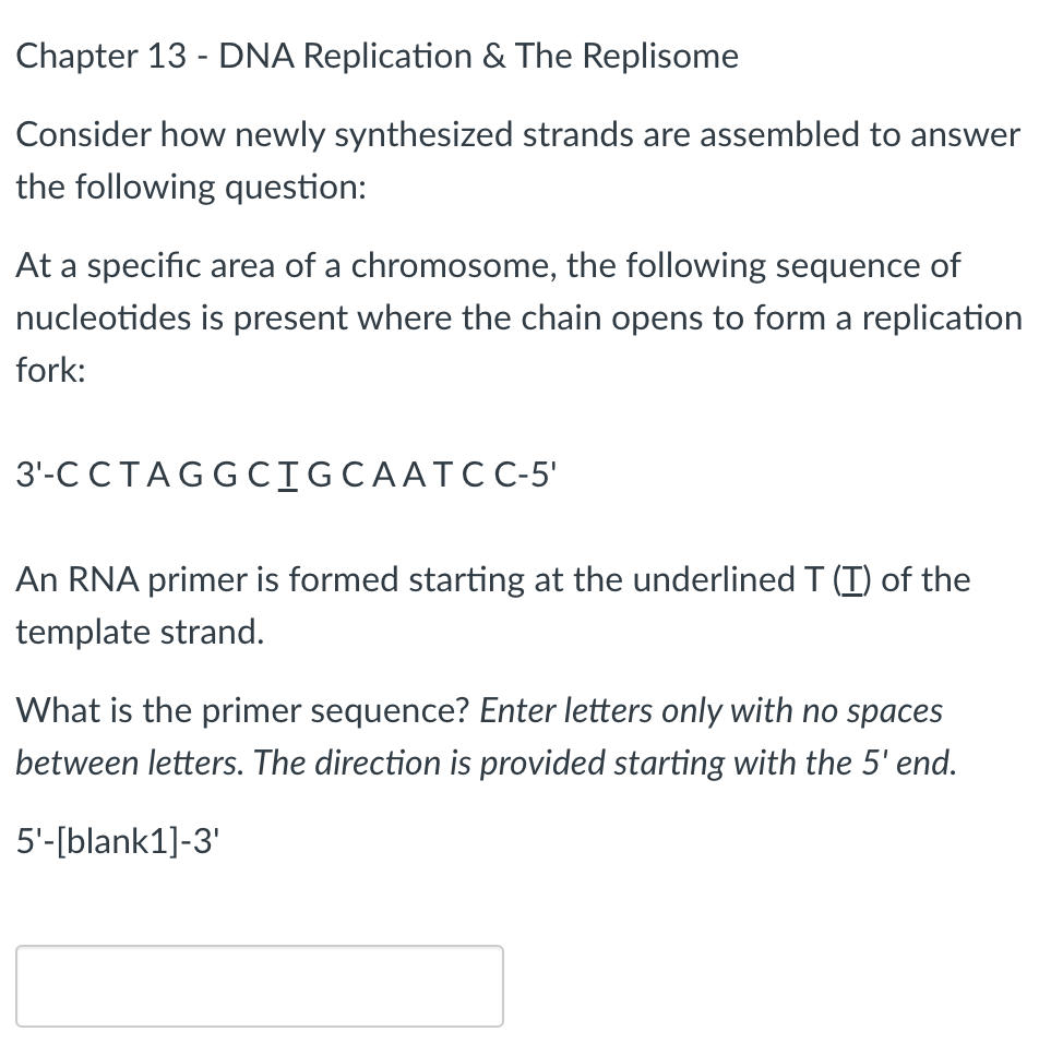 Solved Chapter 13 - ﻿DNA Replication & The ReplisomeConsider | Chegg.com