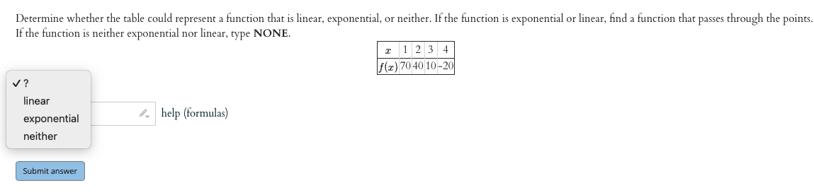 Solved Determine whether the table could represent a | Chegg.com