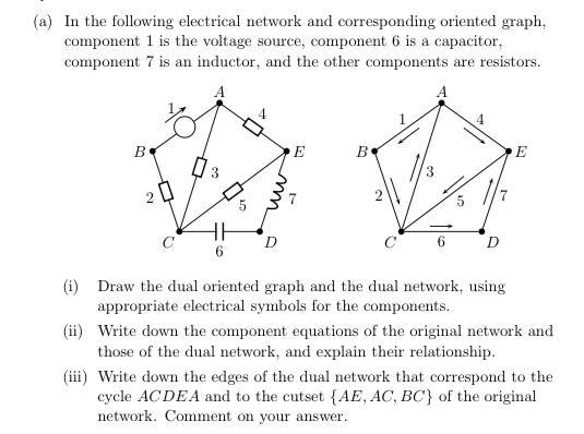 (a) In the following electrical network and | Chegg.com