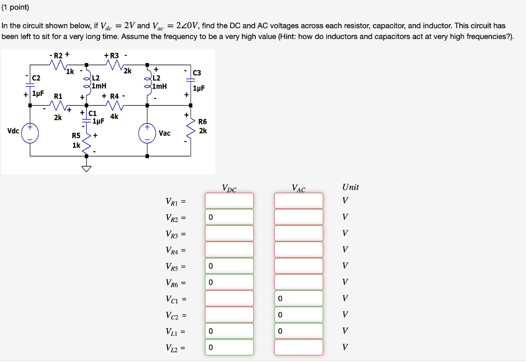 Solved (1 point) In the circuit shown below, if Ver = 2V and | Chegg.com