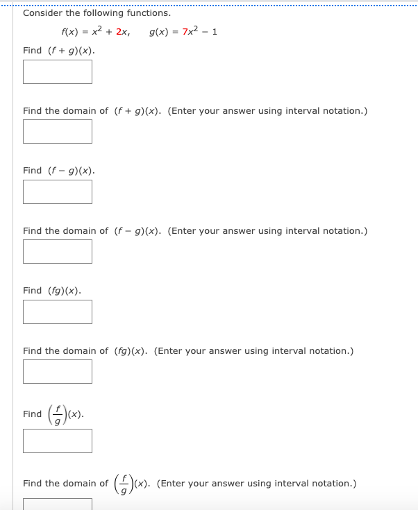 Solved Consider the following functions. f(x) = x2 + 2x, | Chegg.com