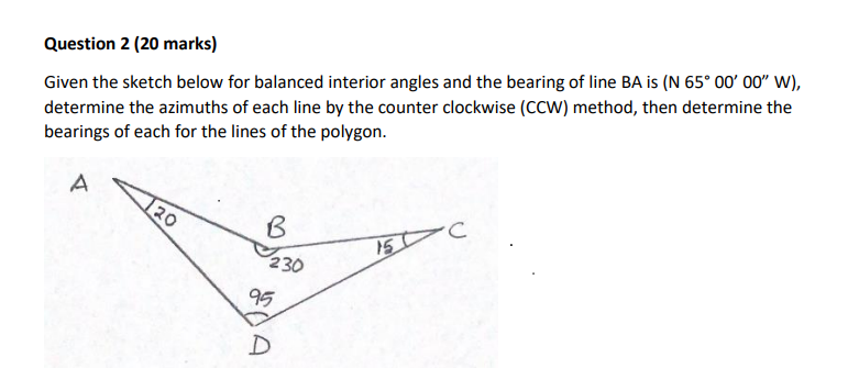 Solved Question 2 (20 ﻿marks)Given the sketch below for | Chegg.com