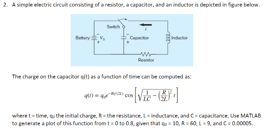 Solved 2. A simple electric circuit consisting of a | Chegg.com