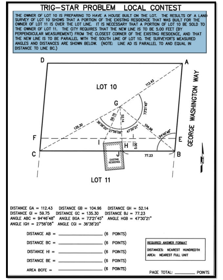 TRIG-STAR PROBLEM LOCAL CONTEST THE OWNER OF LOT 10 | Chegg.com
