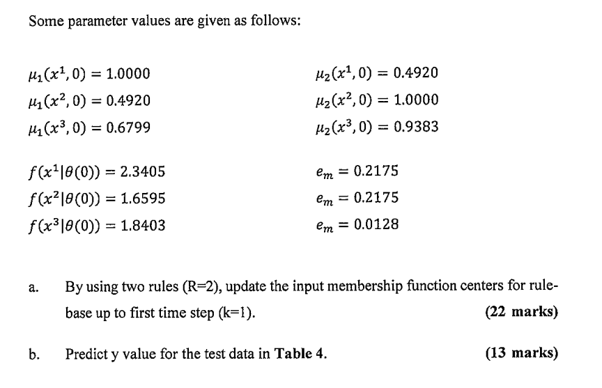 Solved Some parameter values are given as follows: | Chegg.com