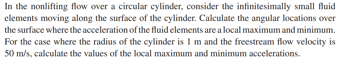Solved In the nonlifting flow over a circular cylinder, | Chegg.com
