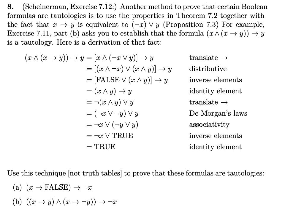 Solved 8 Scheinerman Exercise 7 12 Another Method To