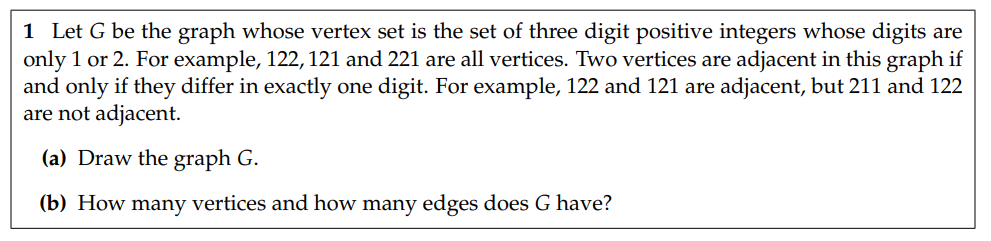 Solved 1 ﻿Let G ﻿be the graph whose vertex set is the set of | Chegg.com