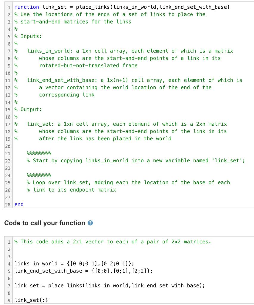 8 % 1 function link_set = place_links | Chegg.com