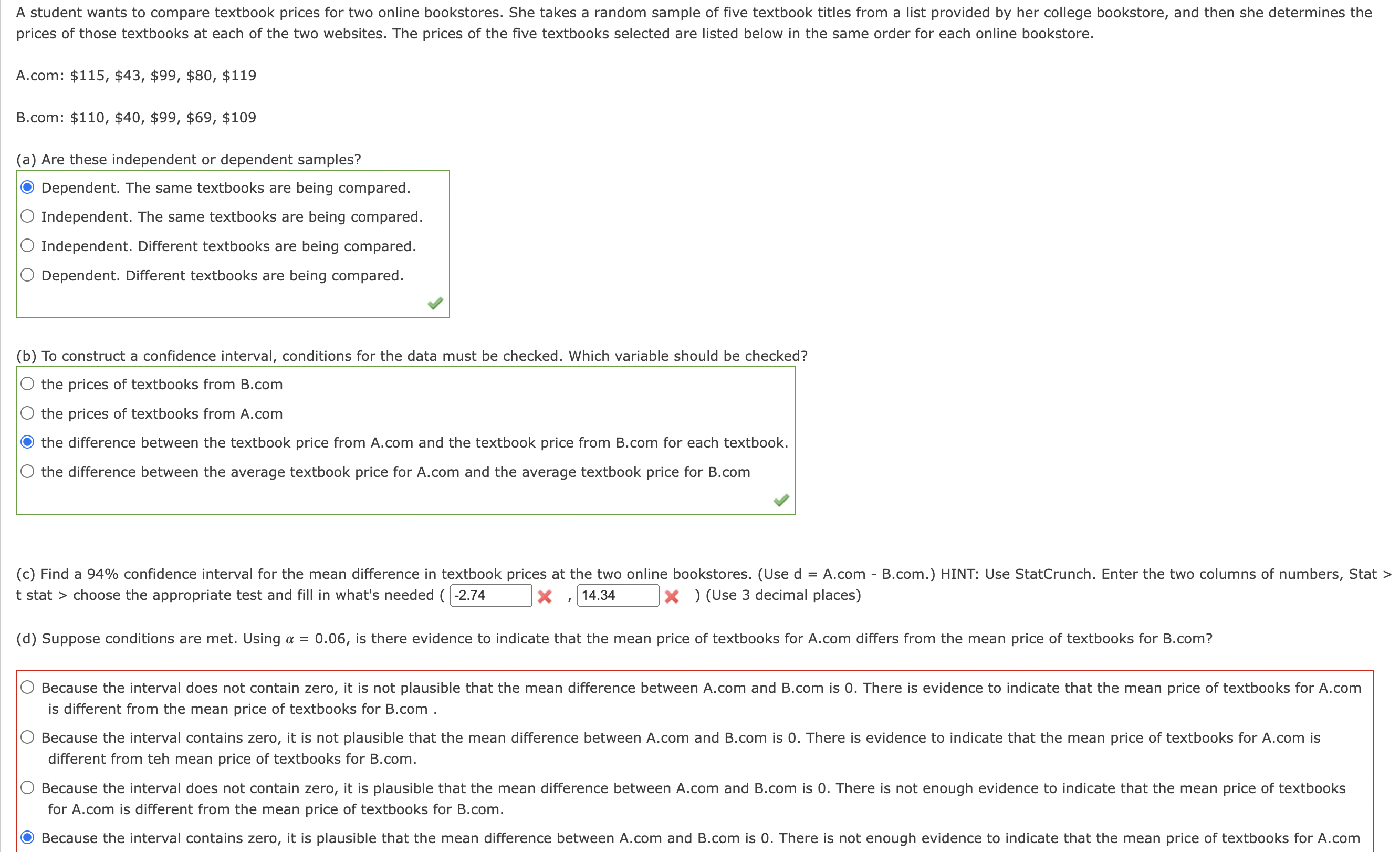 Solved prices of those textbooks at each of the two | Chegg.com