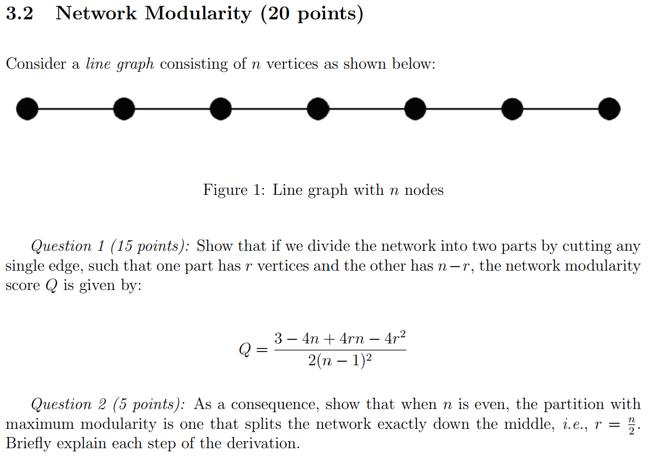 Solved 3.2 Network Modularity (20 points) Consider a line | Chegg.com