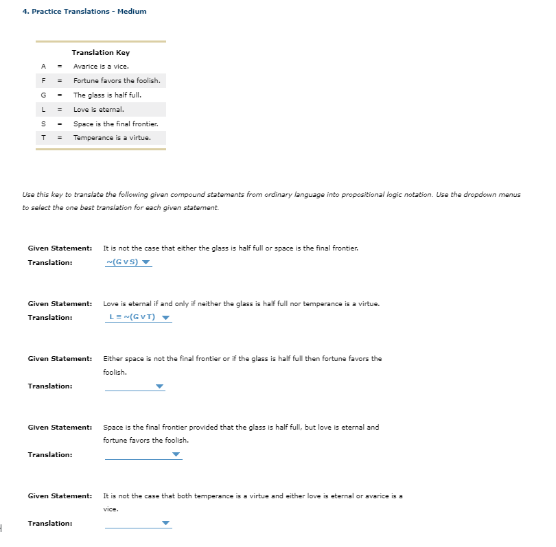 4. Practice Translations - Medium Use this key to | Chegg.com