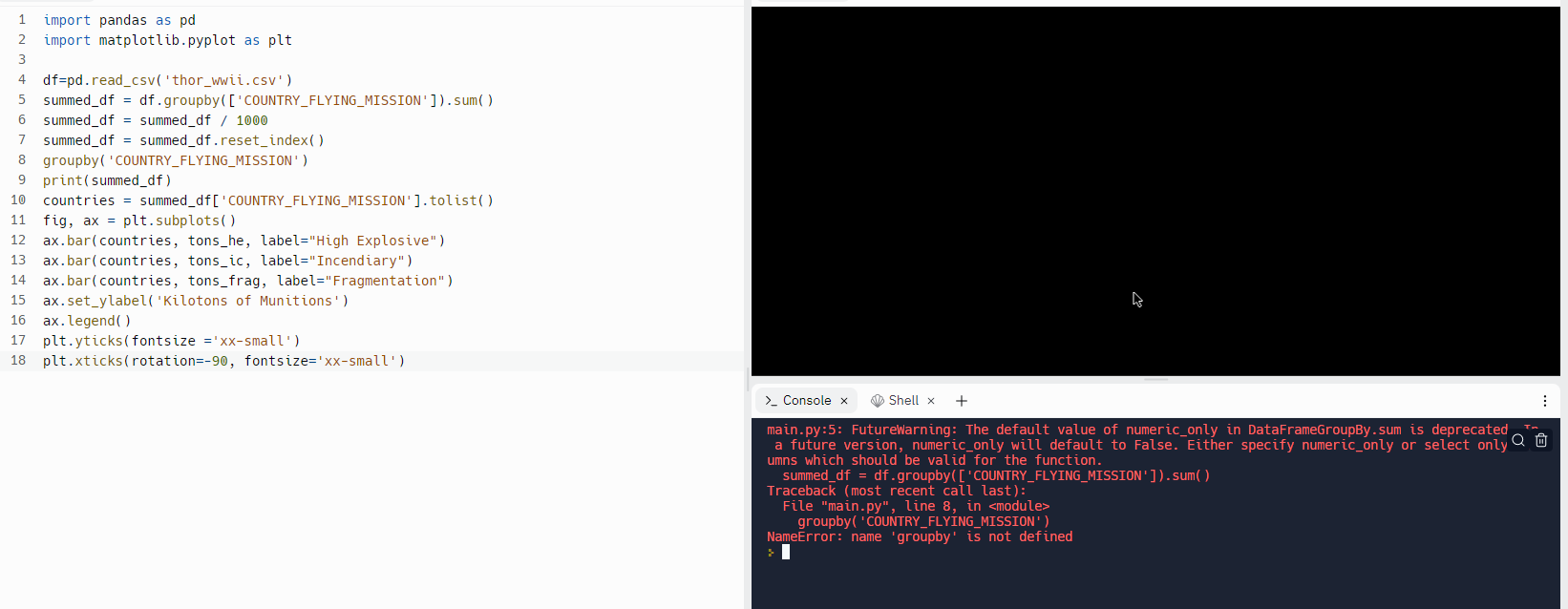 Solved NEED HELP WITH THIS ERROR HERE IS THE PYTHON CODE | Chegg.com