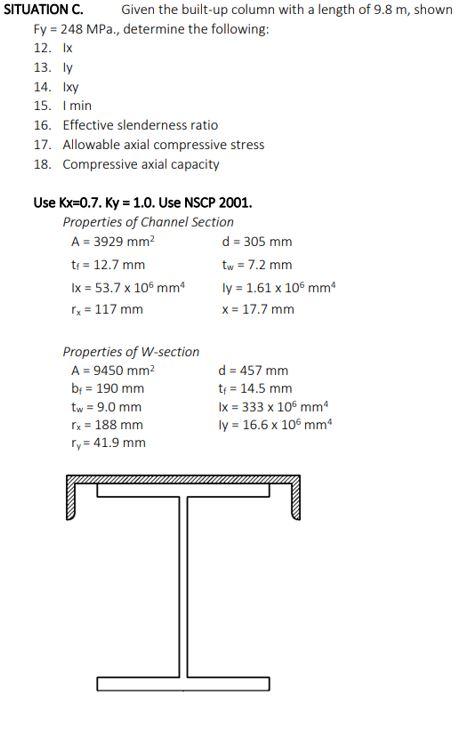 Solved SITUATION C. Given the built-up column with a length | Chegg.com
